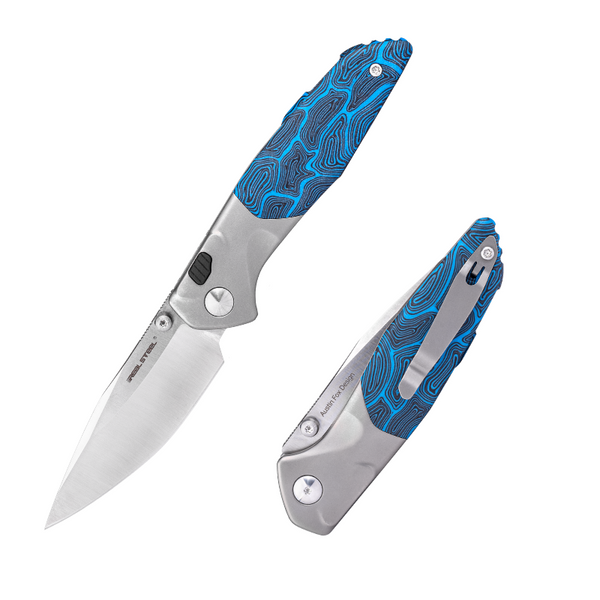 RSK Hoeft | S35VN | Titanium & Blue Damascus G10 – Real Steel Knives